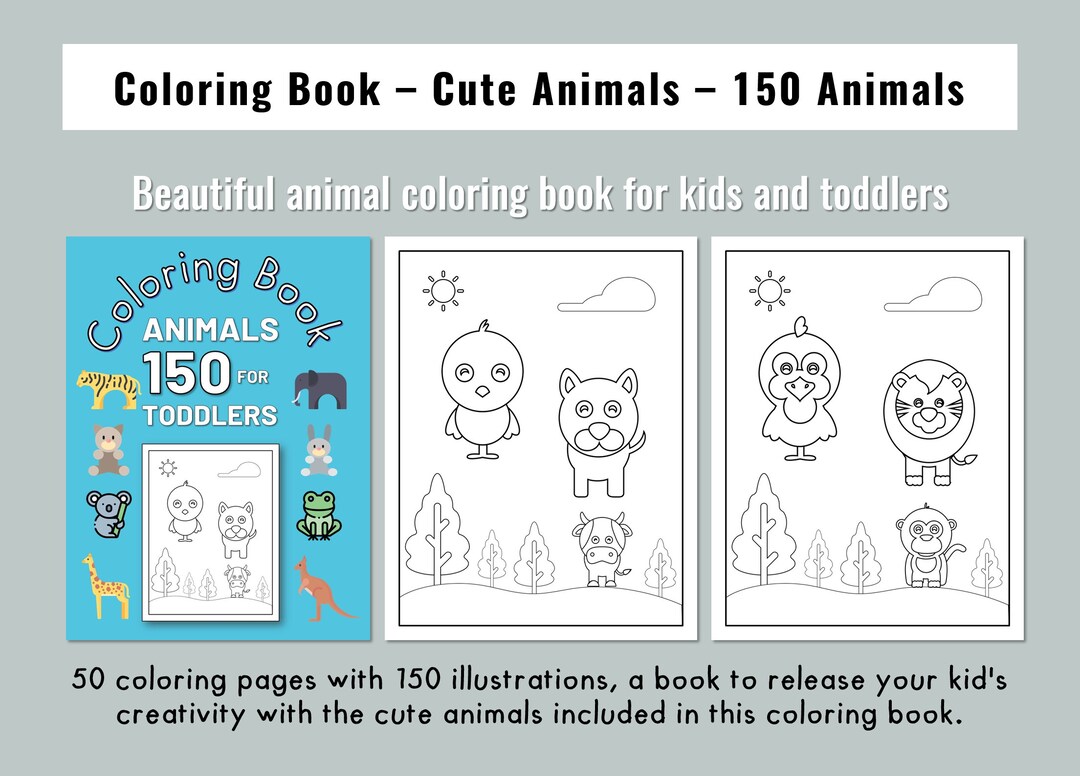 Cute Animals Coloring Book - Volume 4 - 150 Animals Coloring Book for ...