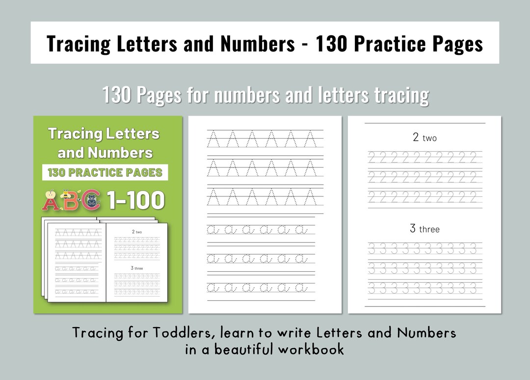 Tracing Letters and Numbers 130 Practice Pages - Tracing for Toddlers ...