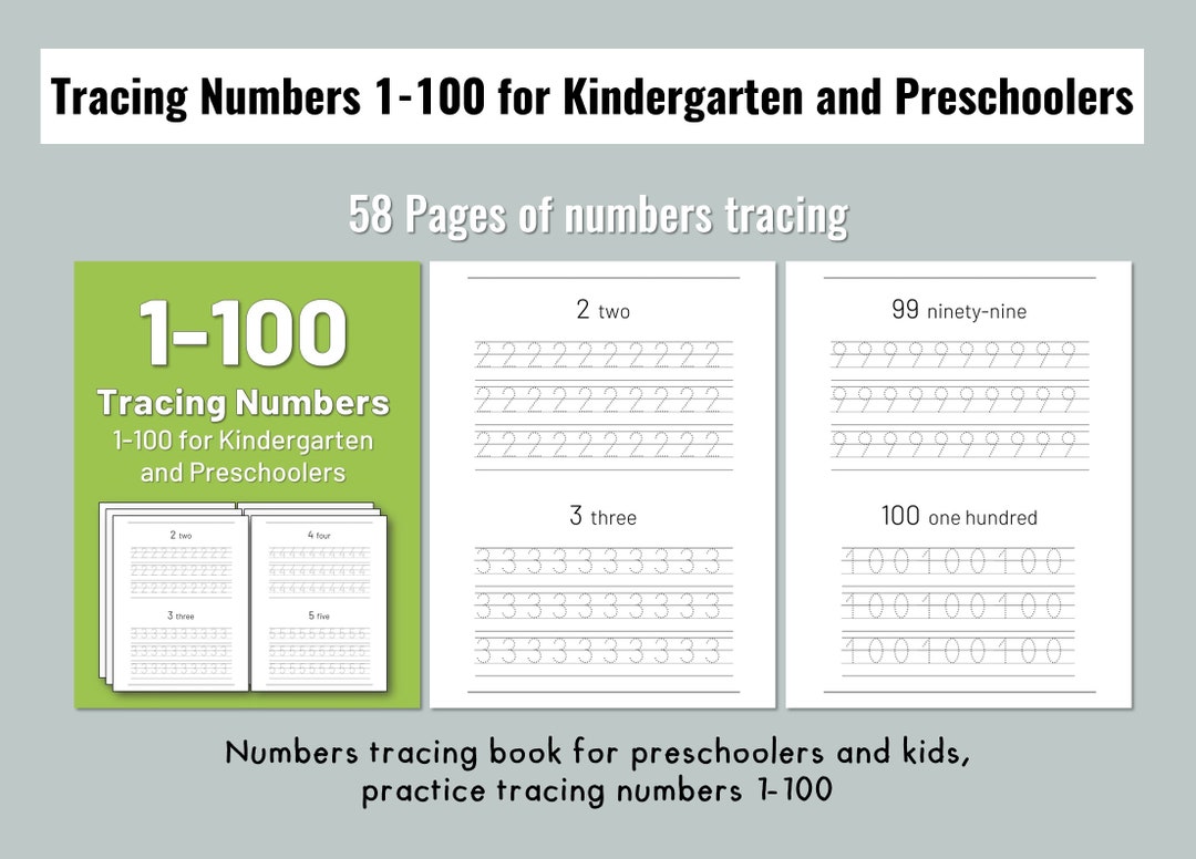 Tracing Numbers 1-100 for Kindergarten and Preschoolers - Numbers ...