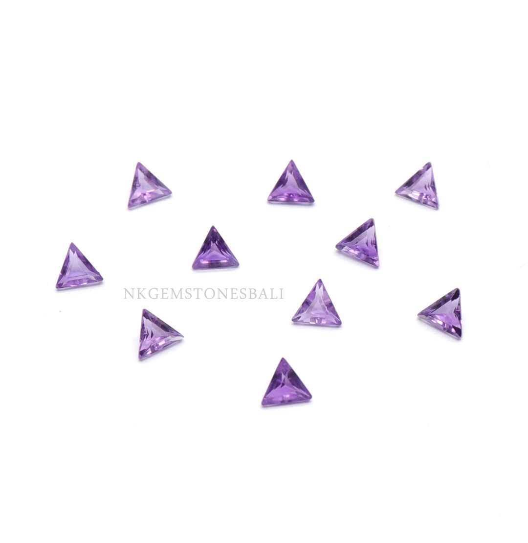 5 Pieces 4mm Amethyst Triangle Faceted Gemstone AA Amethyst - Etsy