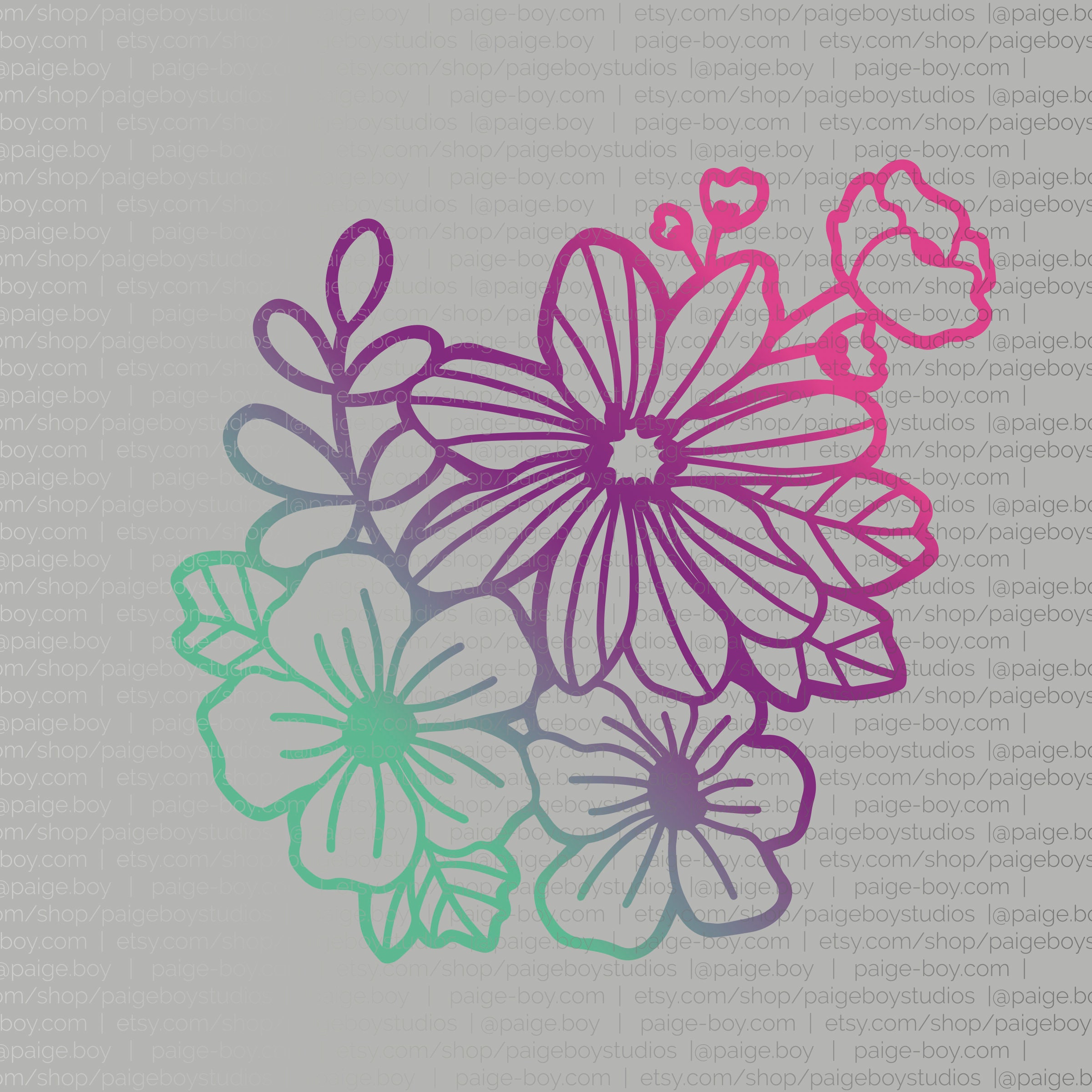 Flower Cluster 3 Big Wildflowers and Ferns SVG / Vector File for Decals ...