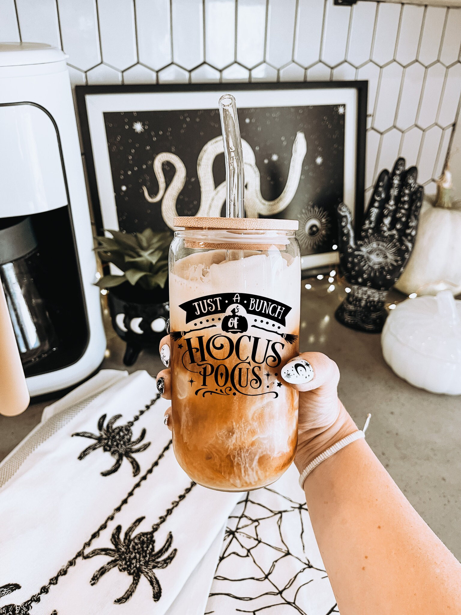 Just A Bunch of Hocus Pocus, Beer Can Glass, Aesthetic Coffee Glass ...