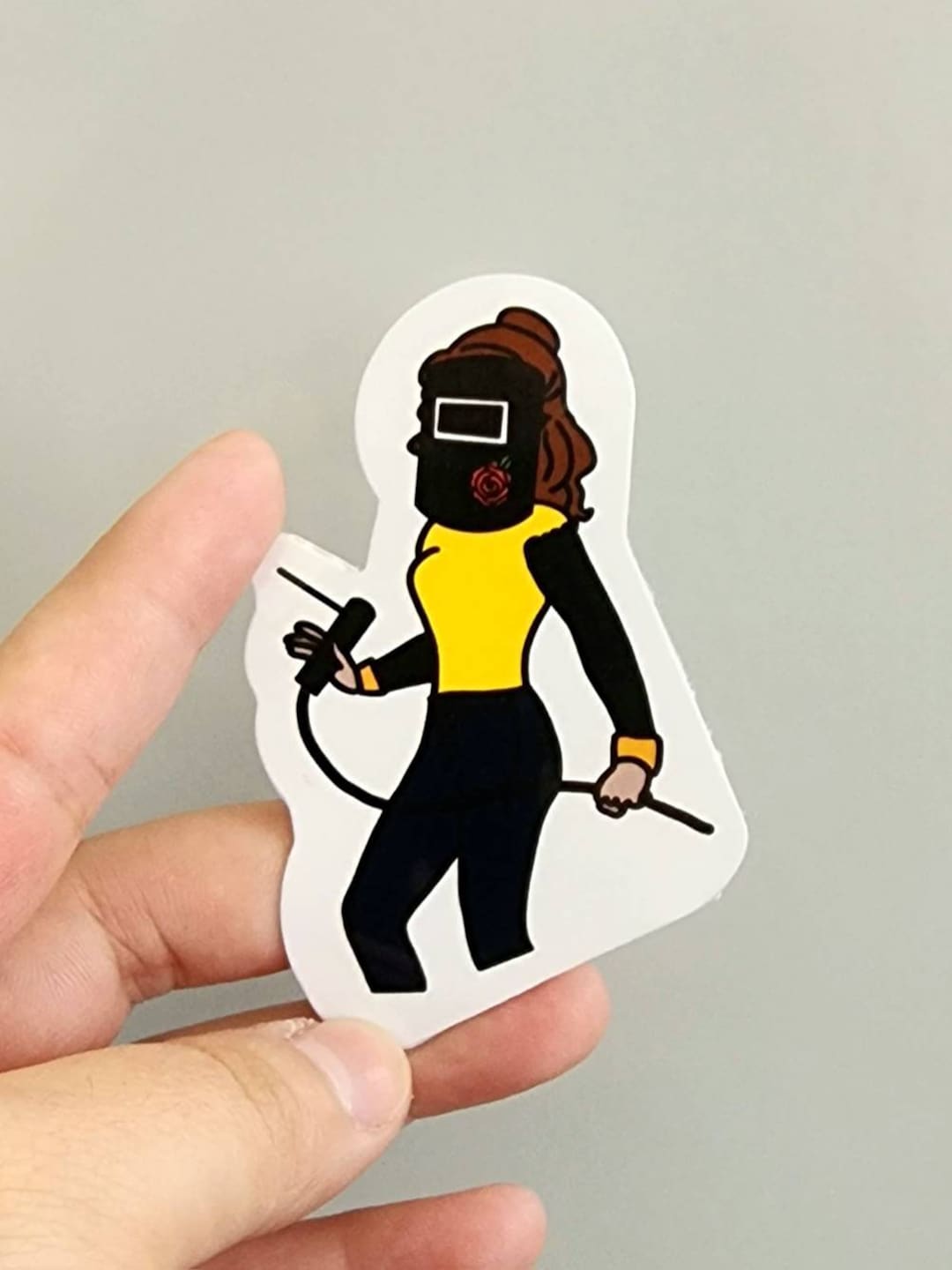 Sticker Welder Beauty Babe Female Woman Welder With Rose - Etsy