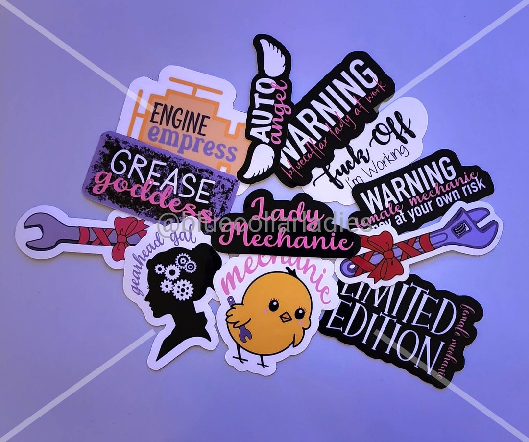 CLEARANCE 2 or 3 Stickers Bundle of 12 Female Mechanic Woman, Girl ...