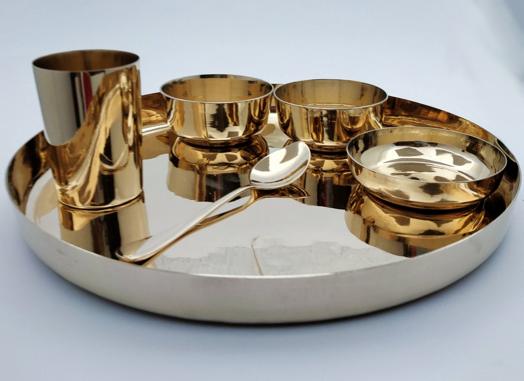 Bronze Kansa Dinner Set Thali Plate Handmade Traditional Round ...