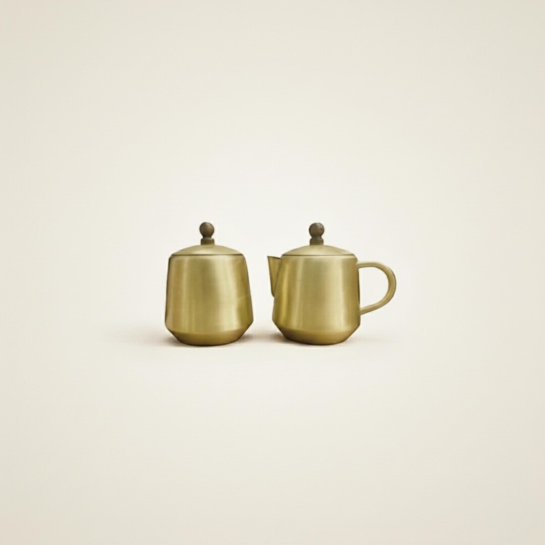 Solid Brass Milk Pot & Sugar Container | Pital Tableware | Ethnic ...