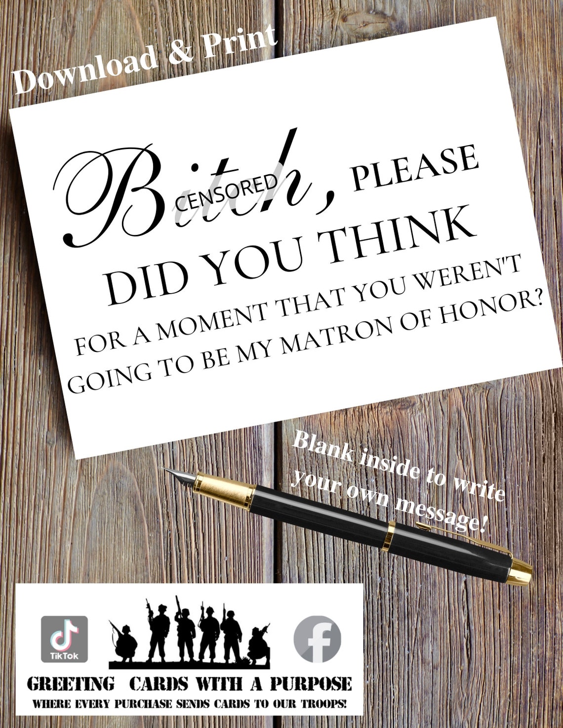 Funny Matron of Honor Proposal Card, Printable Wedding Card, Digital ...
