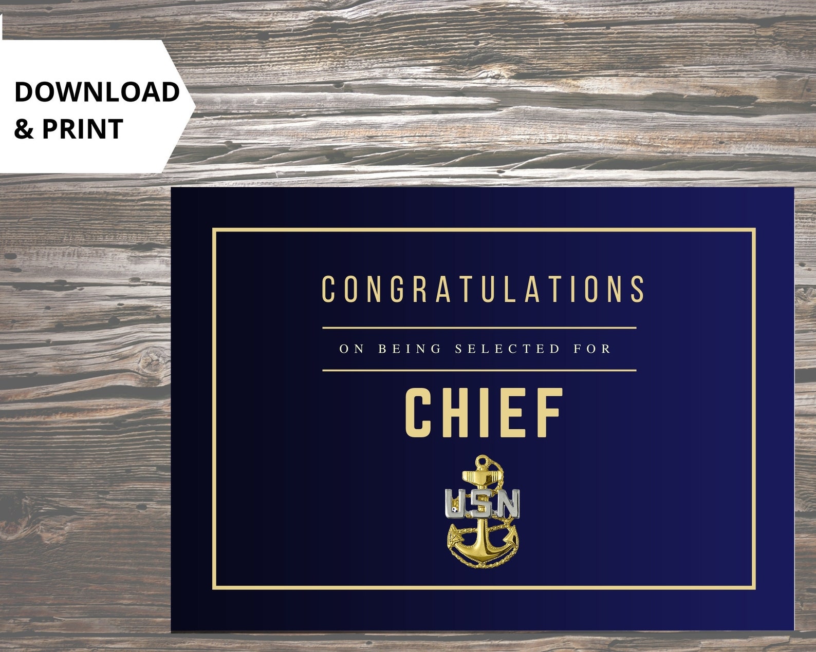 US Navy Chief Petty Officer Card, Congratulations on Being Selected for ...