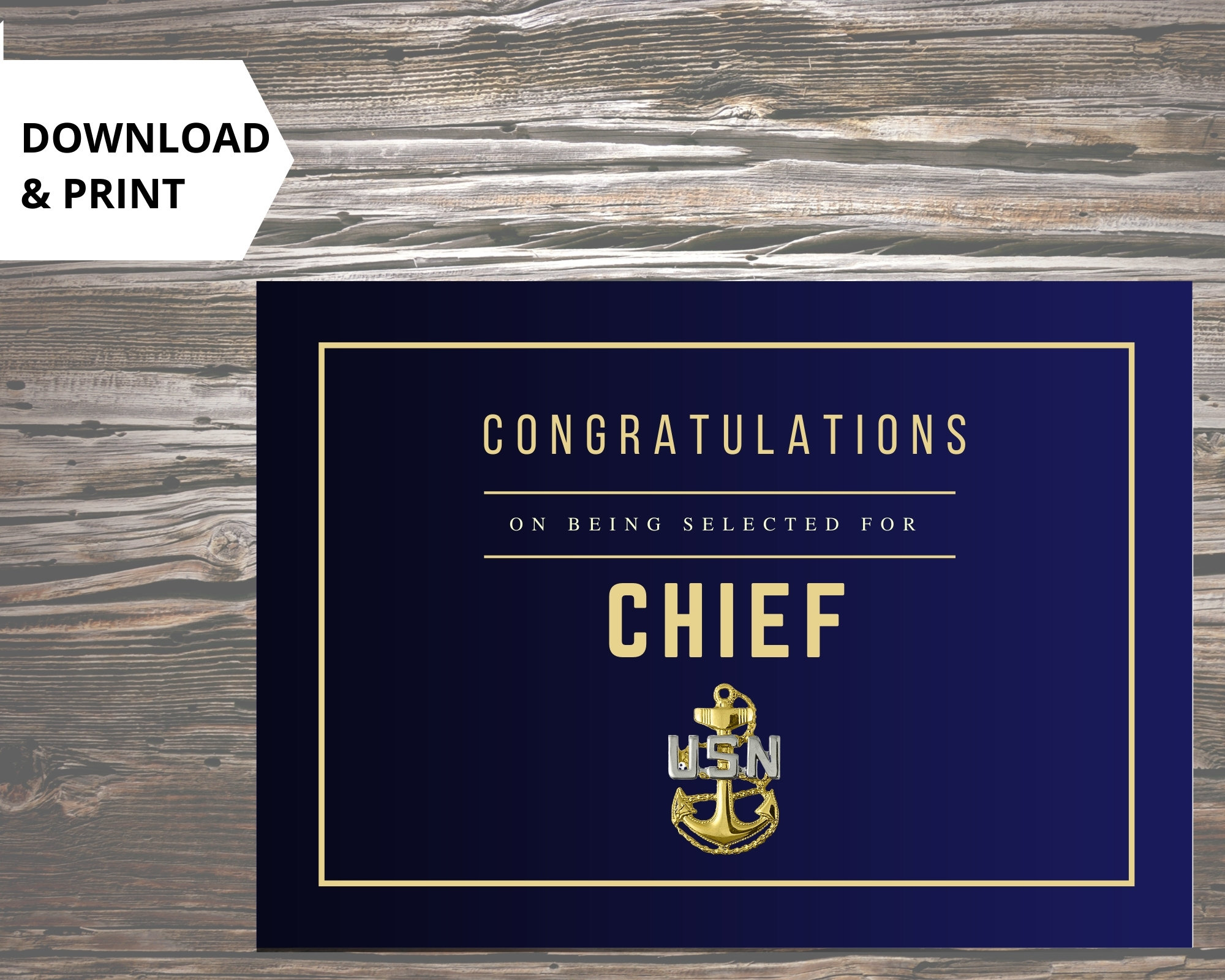 US Navy Chief Petty Officer Card, Congratulations on Being Selected for ...