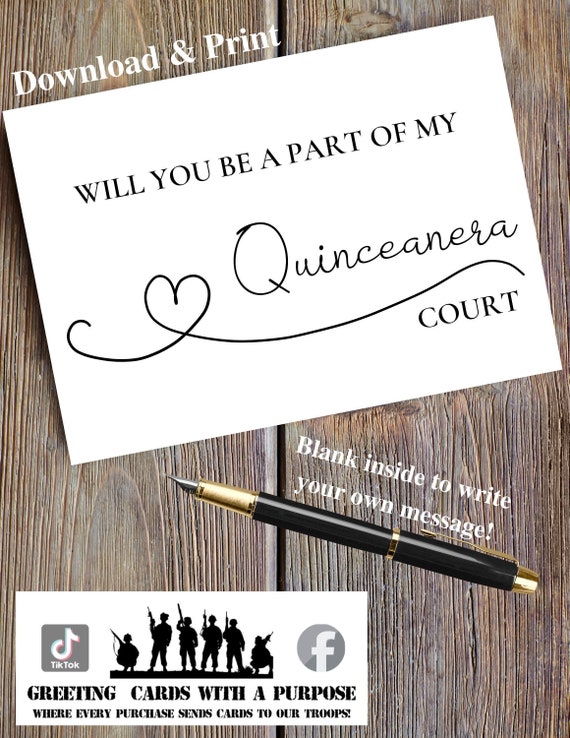 Quinceanera Court Proposal Card Printable Will You Be in My - Etsy