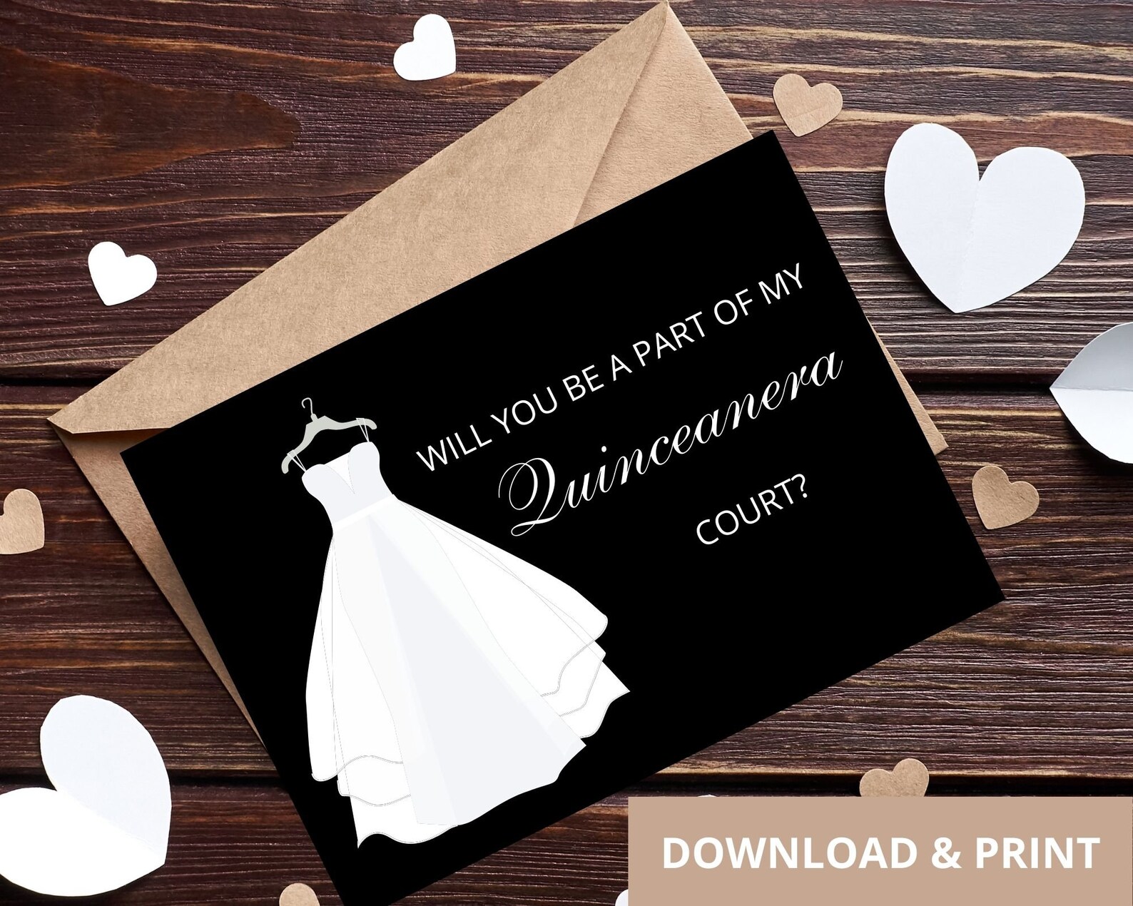 Quinceanera Dress Card, Quinceanera Invite, Printable Will You Be A ...