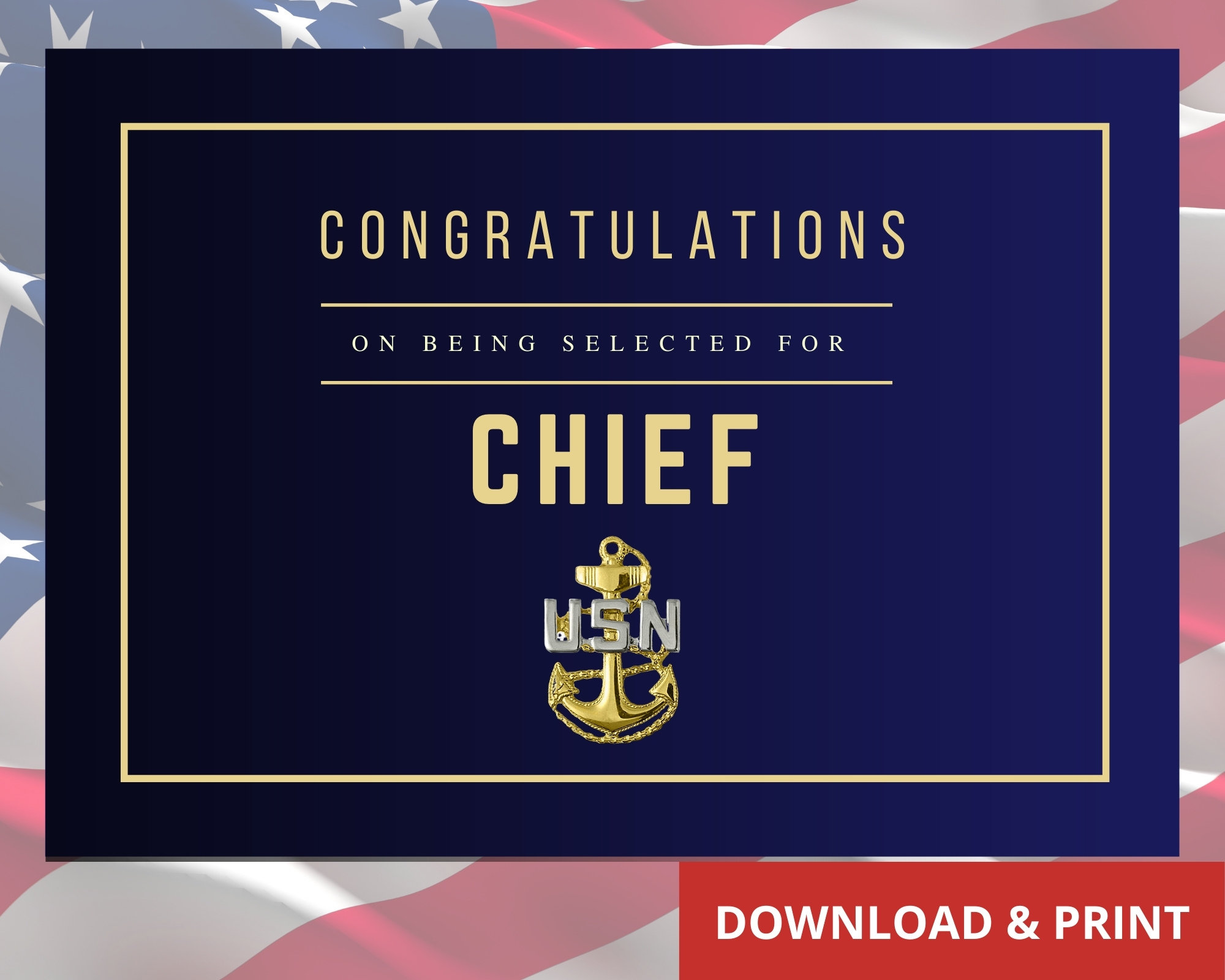 US Navy Chief Petty Officer Card, Congratulations on Being Selected for ...