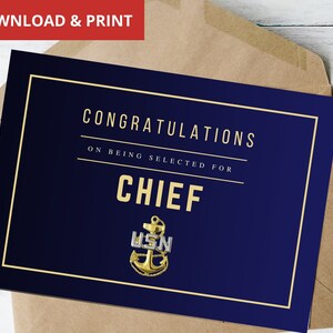 US Navy Chief Petty Officer Card, Congratulations on Being Selected for ...