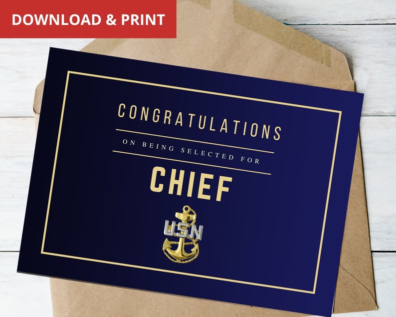 US Navy Chief Petty Officer Card, Congratulations on Being Selected for ...