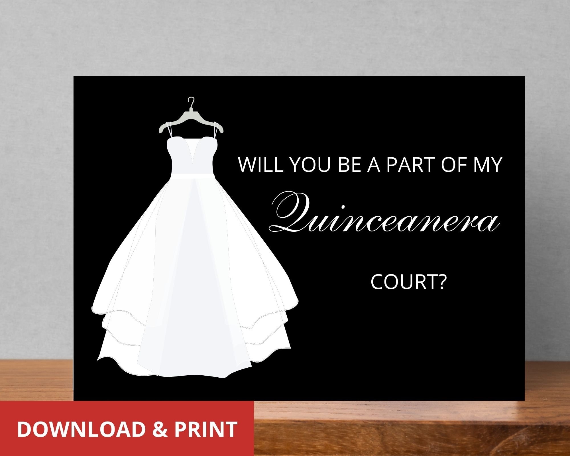 Quinceanera Dress Card, Quinceanera Invite, Printable Will You Be A ...