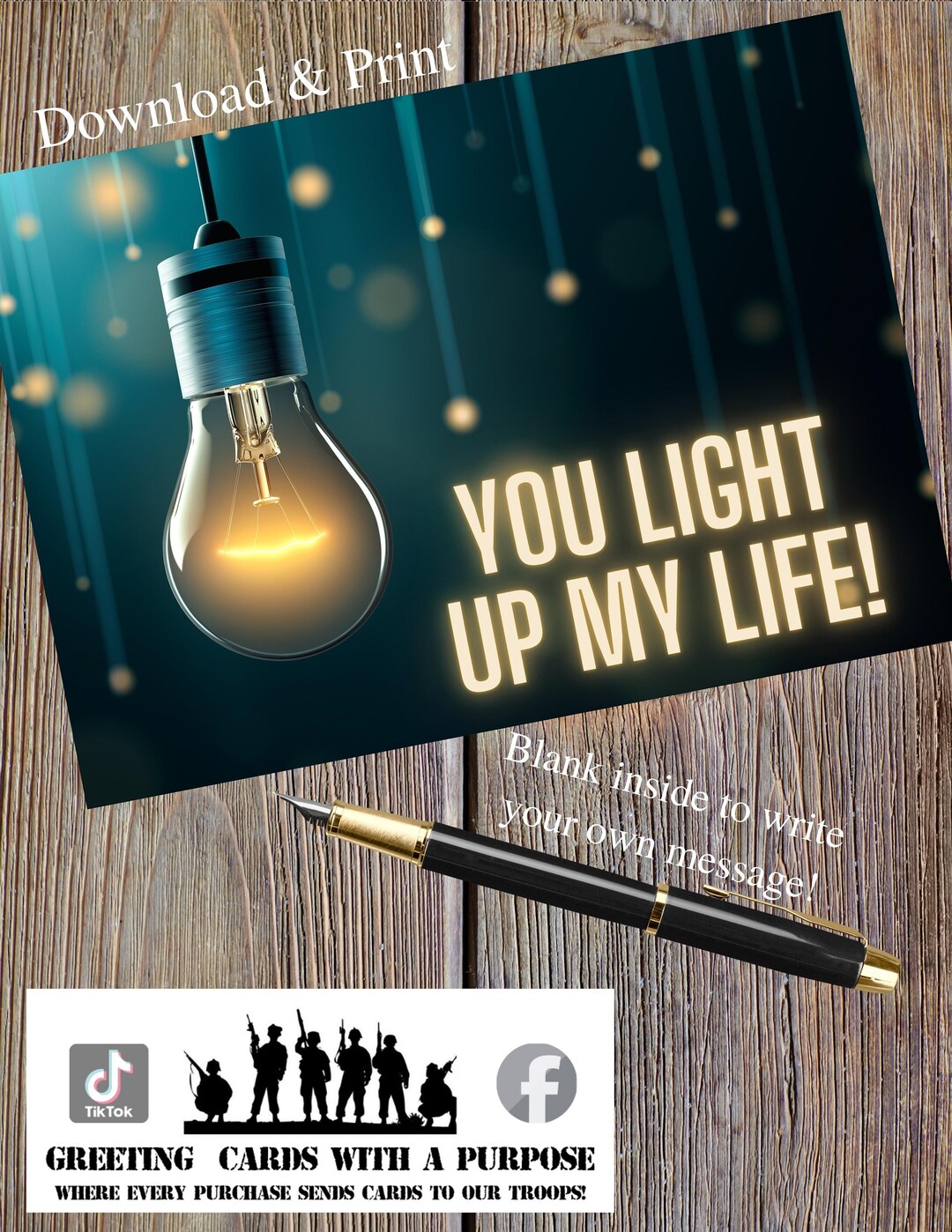 Digital You Light up My Life Card With A7 Envelope, Anniversary Card ...