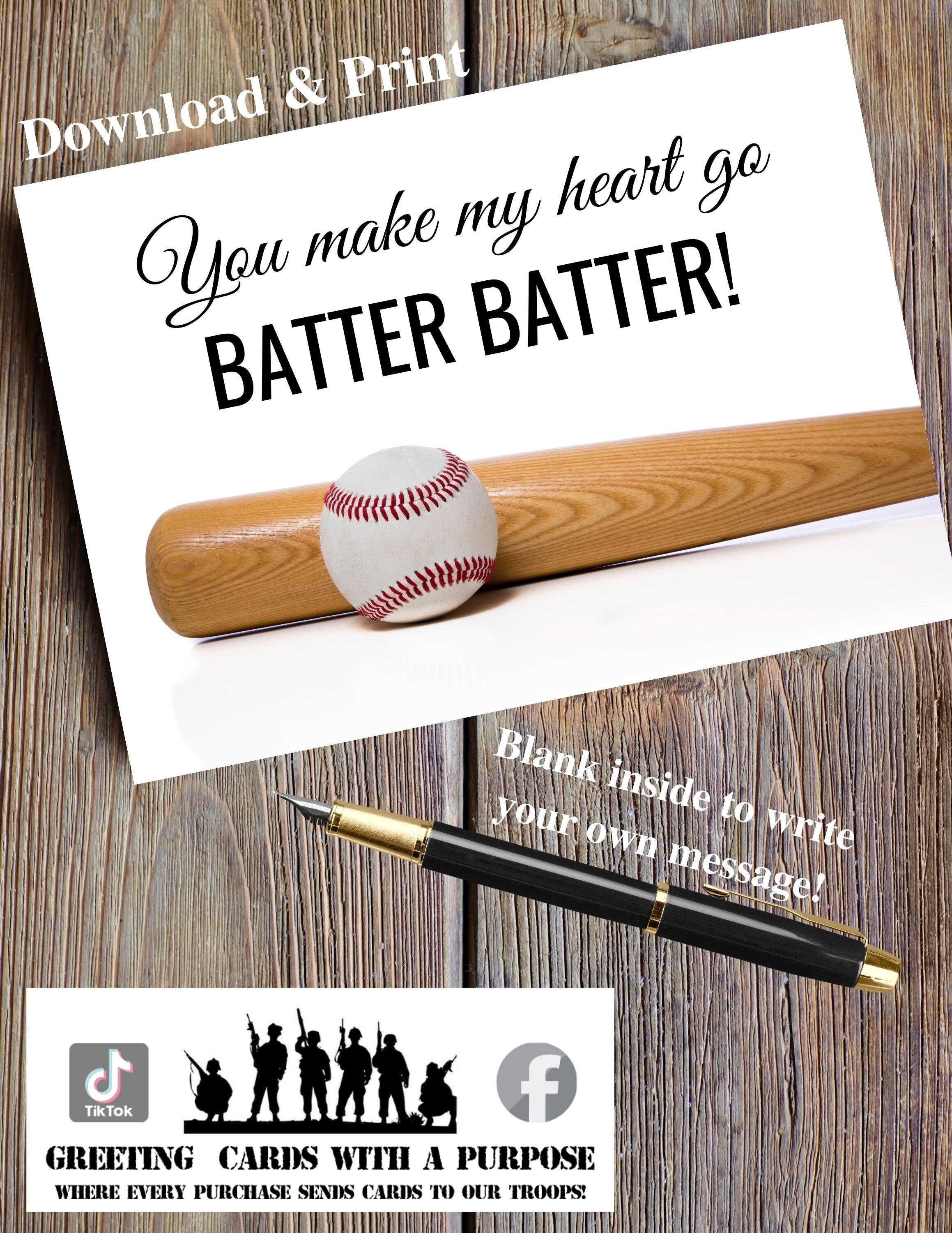Baseball Anniversary Card, Printable Happy Birthday Card, You Make My ...