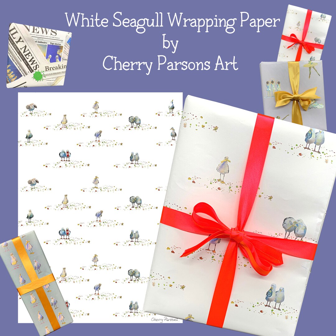 White Seagull Wrapping Paper - Etsy