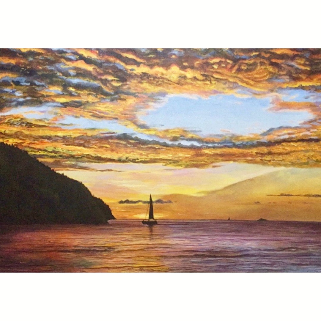 Sunset Over rodney Bay, St Lucia Mounted Print No Frame - Etsy