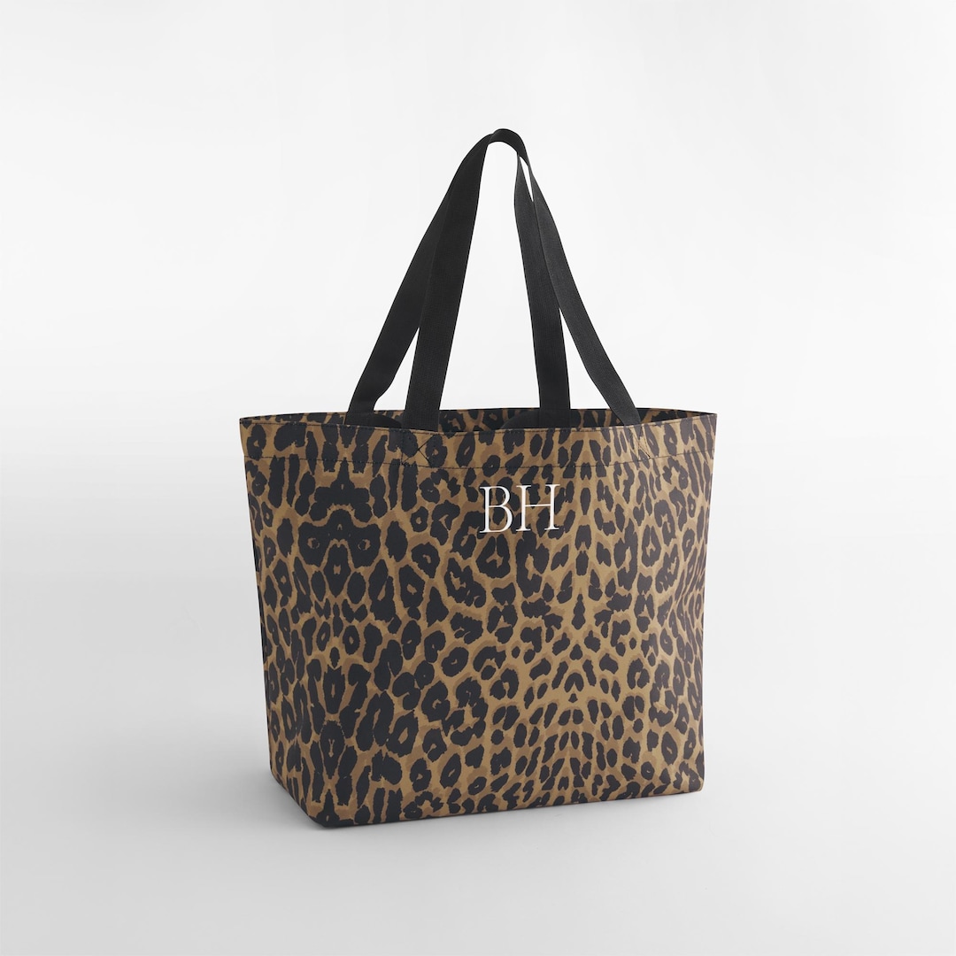 Personalised Leopard Print Tote Bag, Bag for Shopping, Leopard Print ...