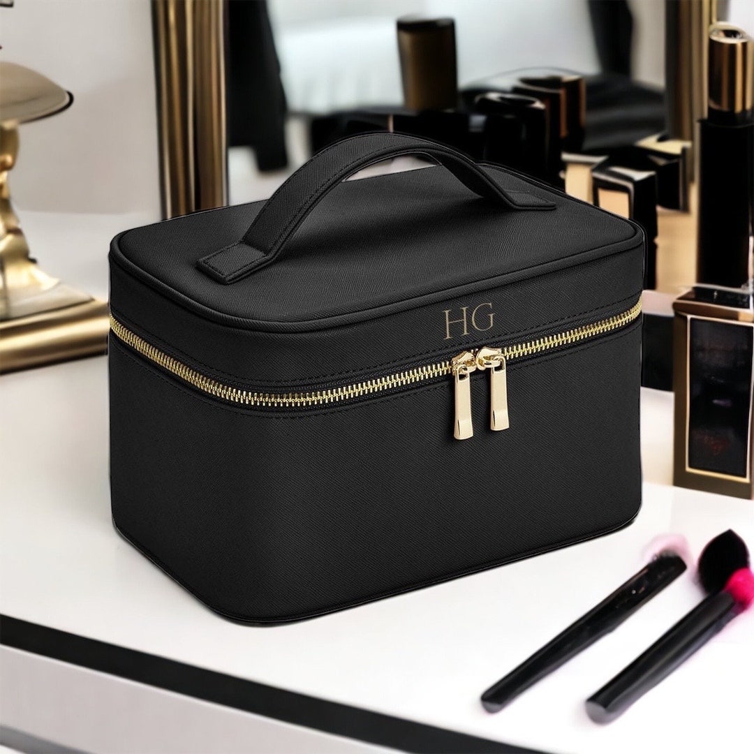 Personalised Vanity Makeup Case, Monogram Initial Cosmetic Bag ...