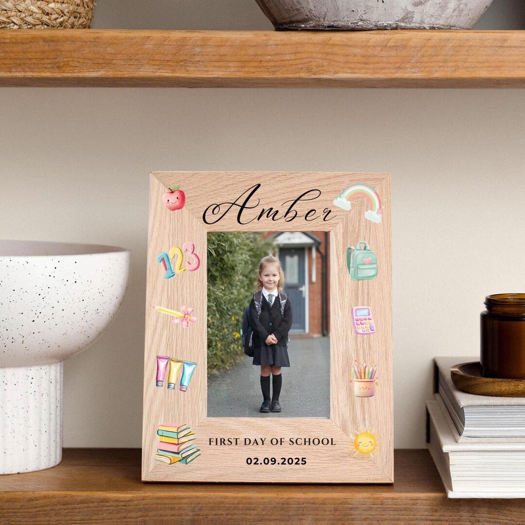 First Day of School Photo Frame, Personalised Back to School Keepsake ...
