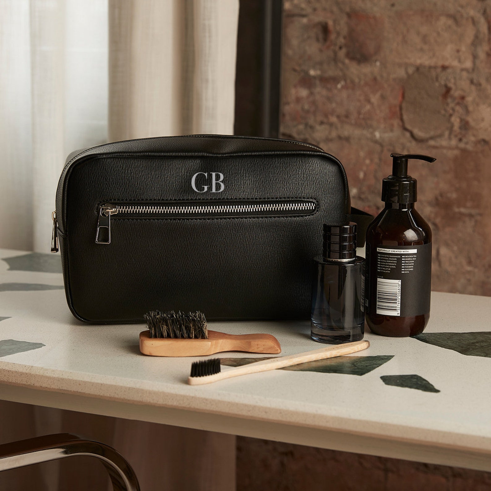 Personalised Toiletry Wash Bag, Initials Bag With Monogram, Cosmetic ...