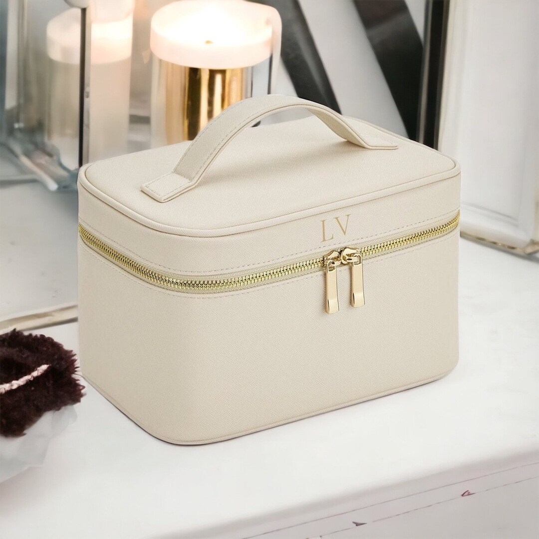 Personalised Vanity Makeup Case, Monogram Initial Cosmetic Bag ...