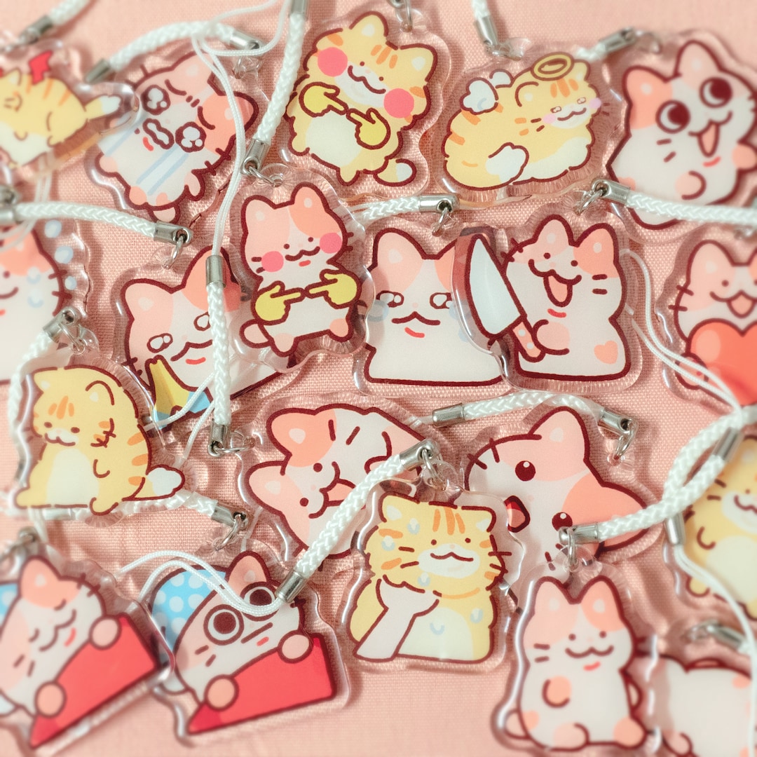 Cat Emote Keychain Double-sided Acrylic Charm - Etsy