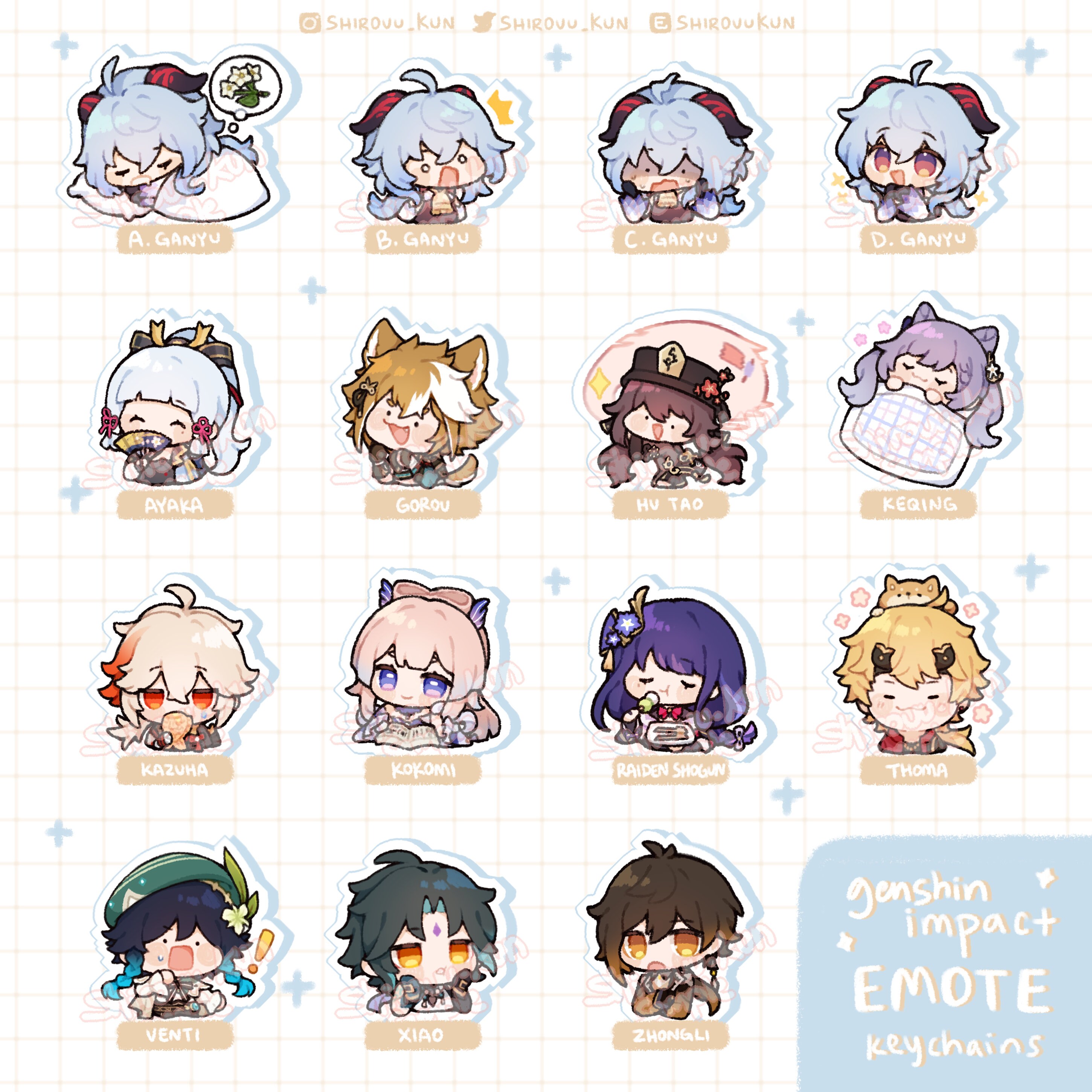 miHoYo OFFICIAL Genshin Impact Keqing Chibi Emoji Acrylic Keychain ...