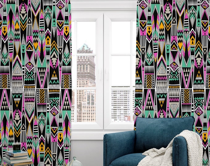 Southwestern Style Decoration Curtains, Ethnic Window Curtain, Boho ...