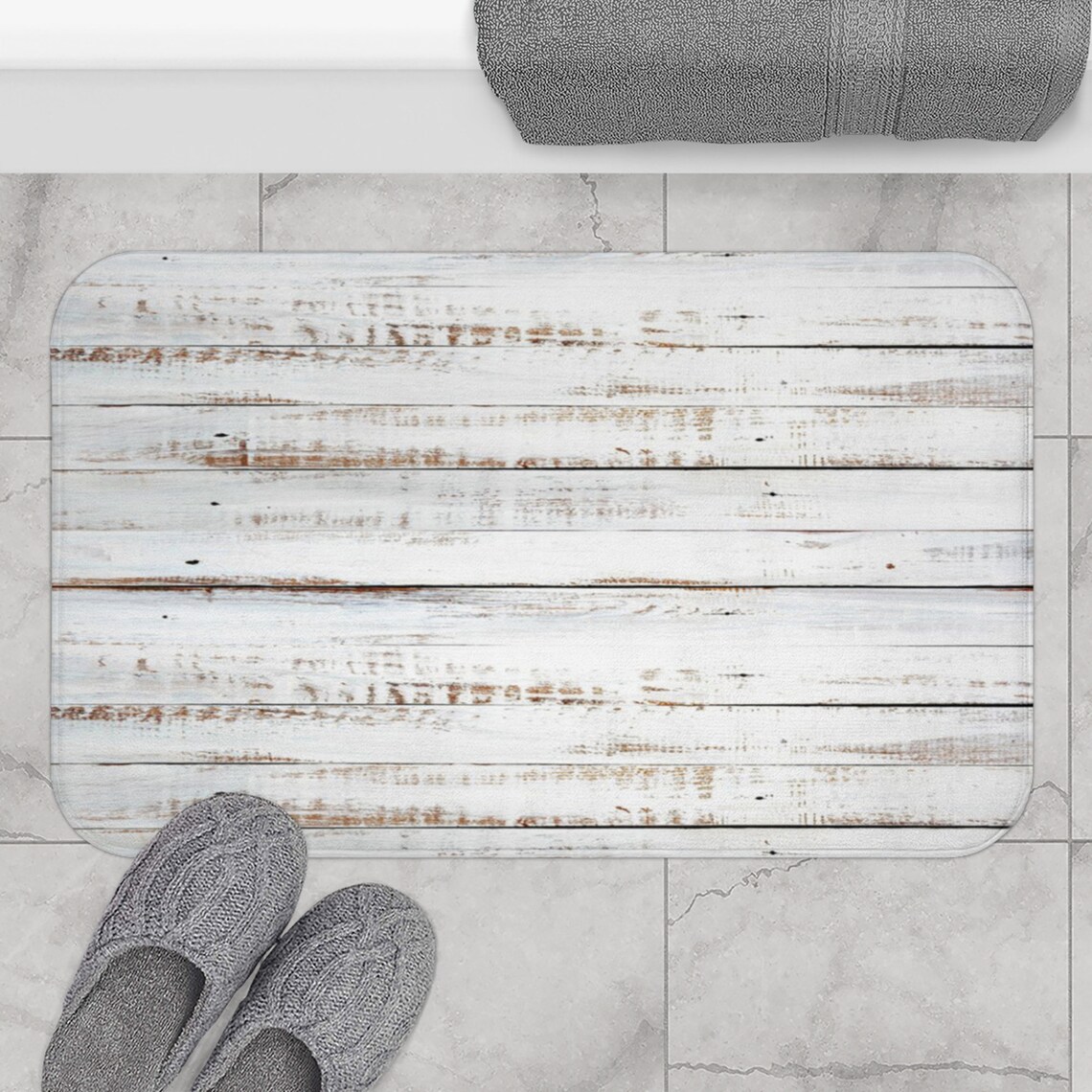 Shabby Wood Bath Mat Rustic Bath Rug Farmhouse Bathroom | Etsy