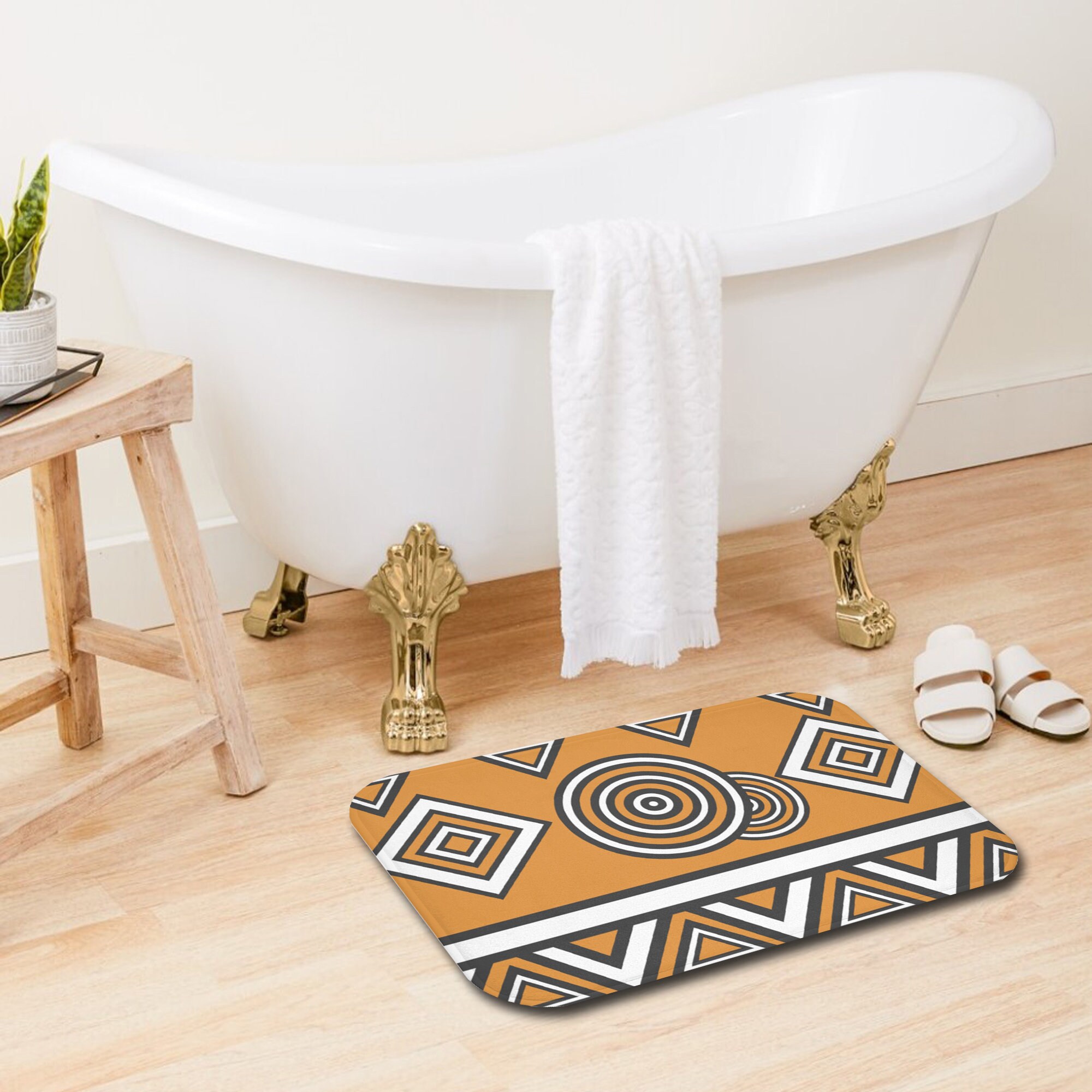 Bath Mat With African Patterns Ethnic Bath Rug Geometric | Etsy