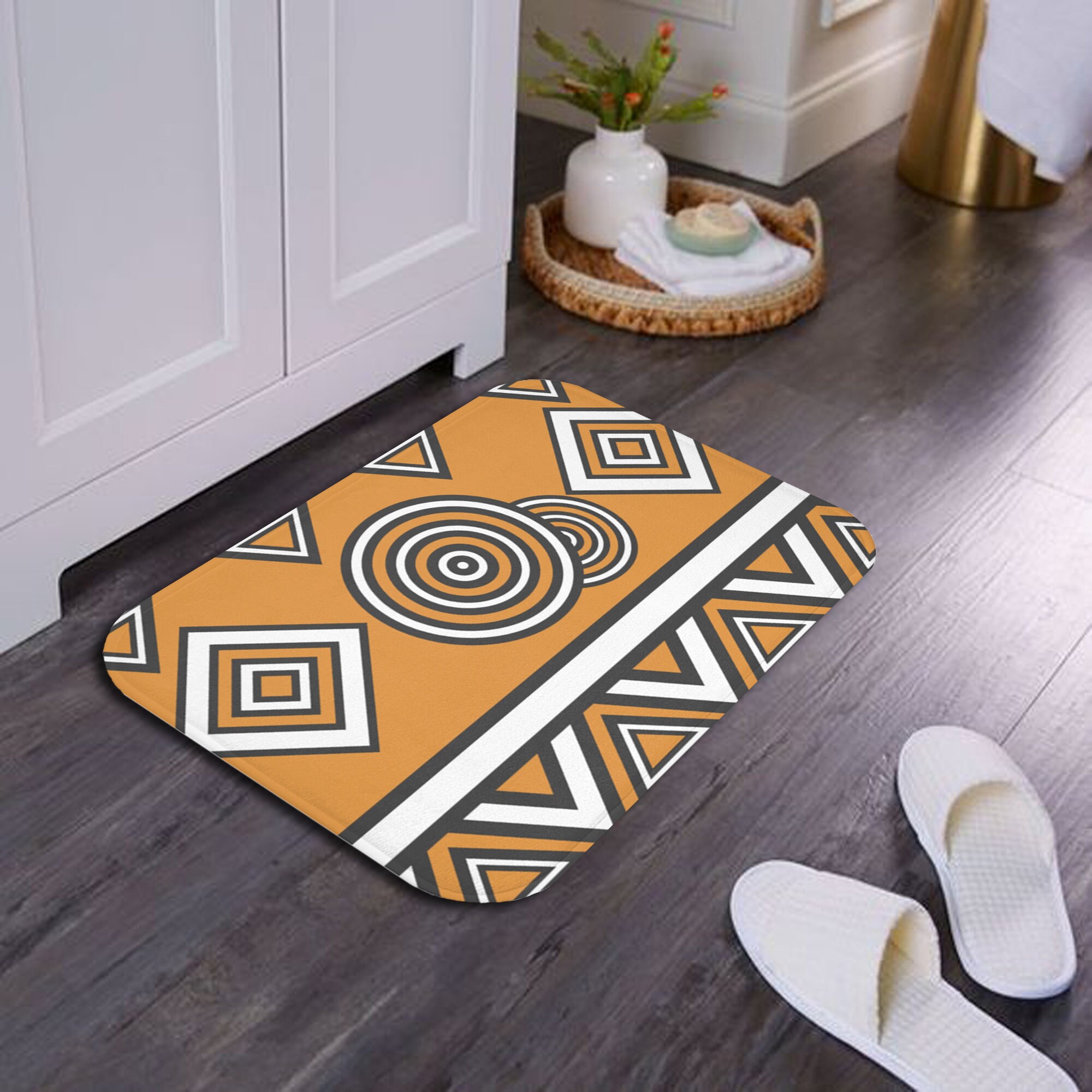 Bath Mat With African Patterns Ethnic Bath Rug Geometric | Etsy