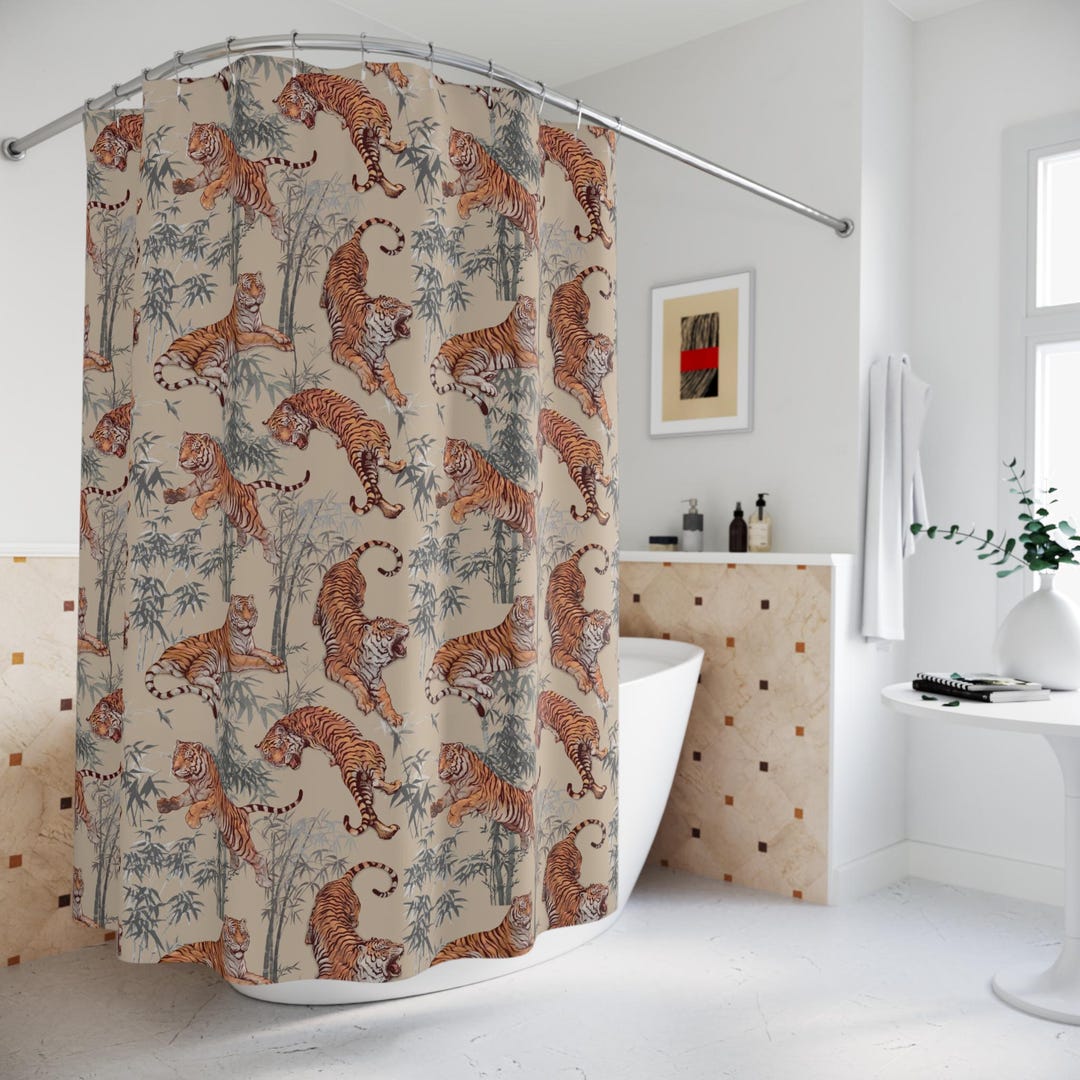 Tiger Shower Curtain, Jungle Bathroom Decor With Exotic Animal, Nature ...
