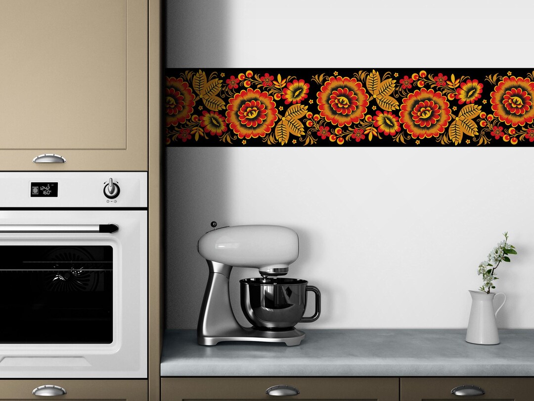 Colorful Wallpaper Border With Flowers, Country Wall Decor - Etsy