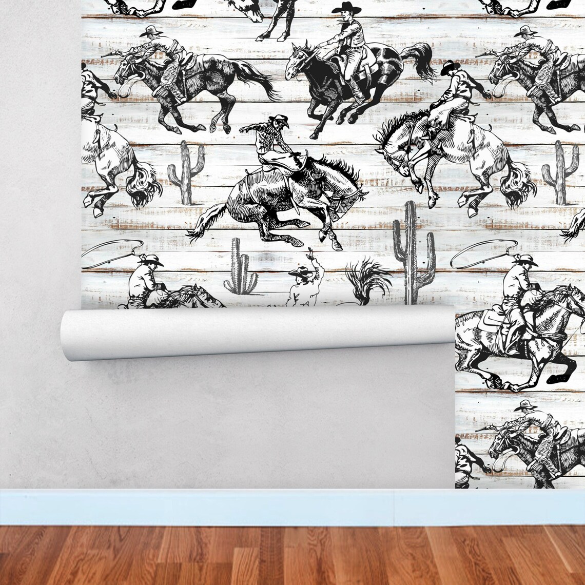 Cowboy Wall Paper Western Wallpaper Peel Stick Southwestern - Etsy