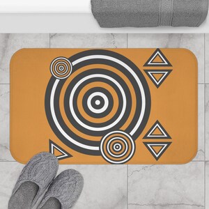 African Bath Mat With Geometric Shapes, Ethnic Bath Rug, Unique ...