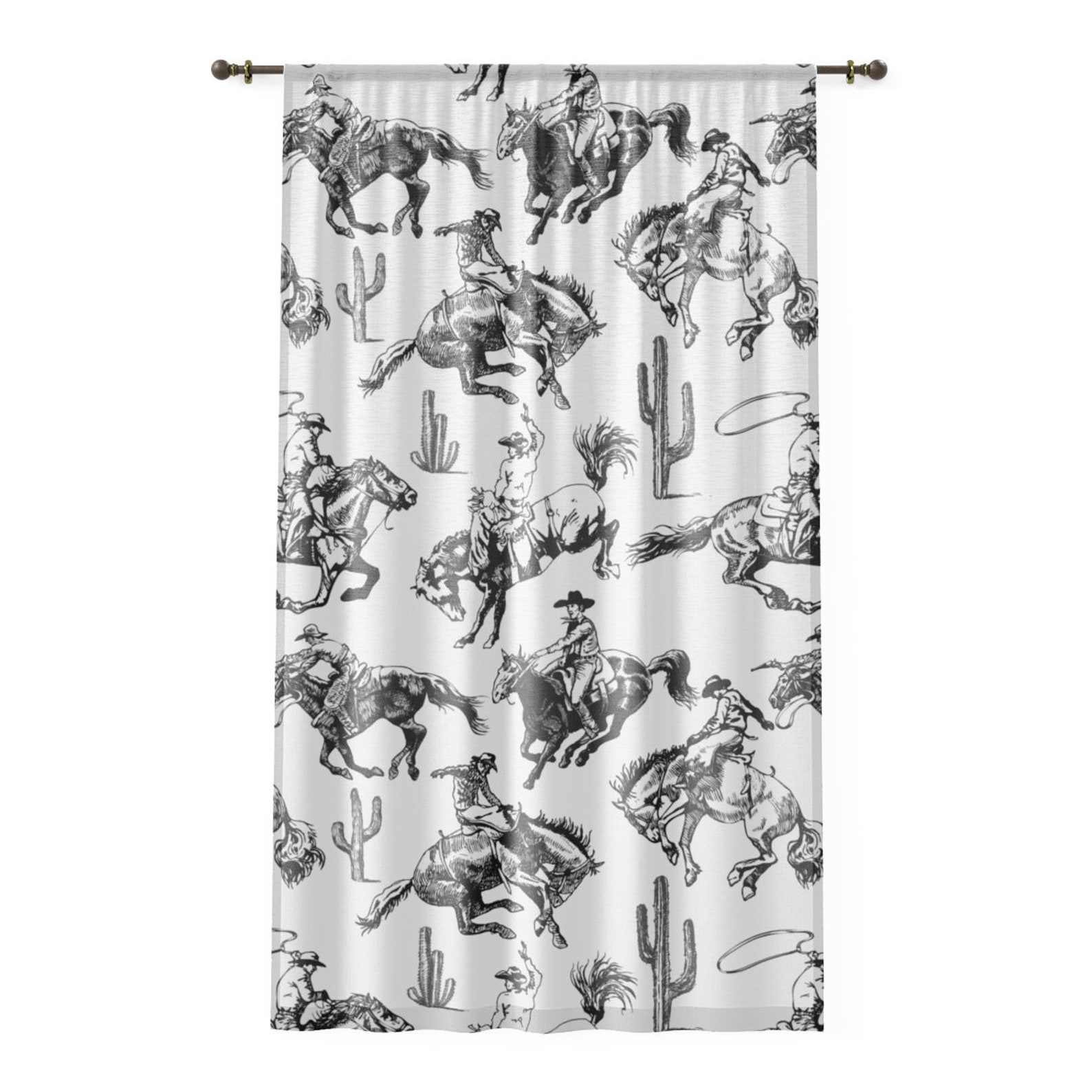 Western Window Curtains Southwestern Curtain With Cowboy | Etsy