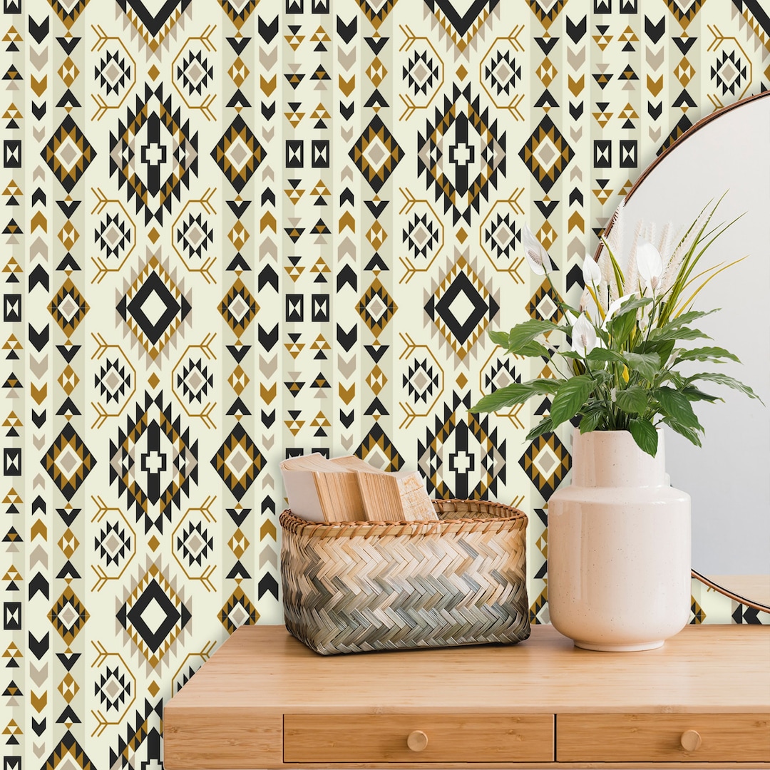 Native Wall Decor, Beige Wallpaper Peel and Stick, Southwestern Decor ...