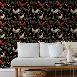 Rooster Wallpaper, Chicken Wallpaper Peel and Stick, Farm Animal Wall ...