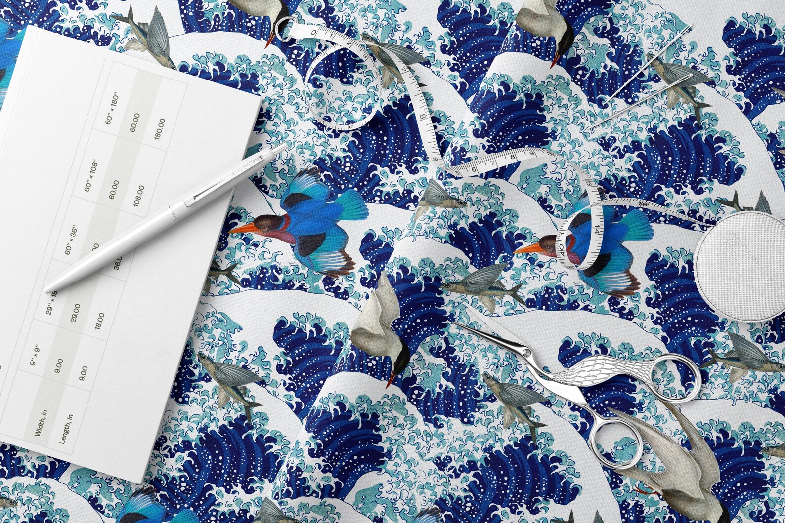 Blue Wave Japanese Fabric, Combed Cotton Pima for Quilting, Apparel ...