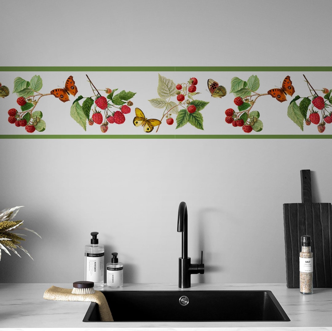 Botanical Wall Decals, Floral Wallpaper Border Peel and Stick With ...