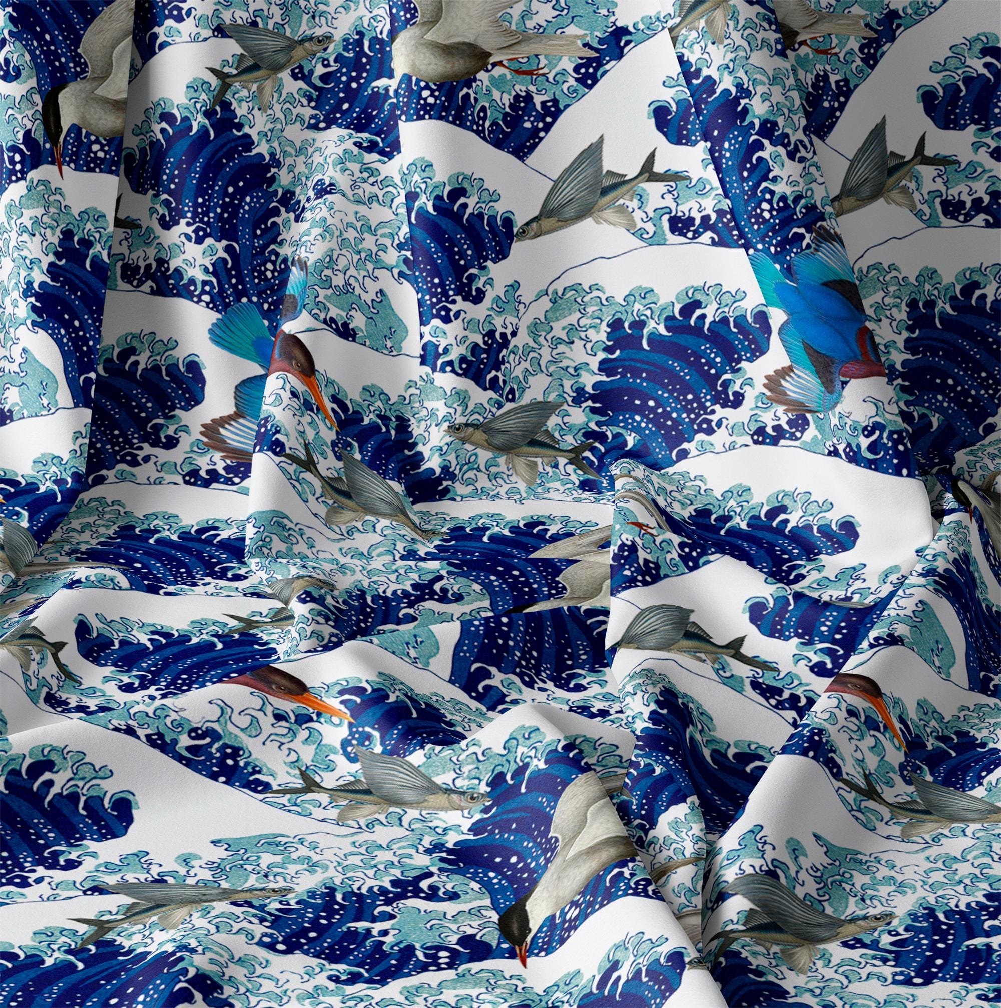 Blue Wave Japanese Fabric, Combed Cotton Pima for Quilting, Apparel ...