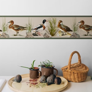 Peel and Stick Duck Wallpaper Border, Vintage Waterfowl Decor for ...