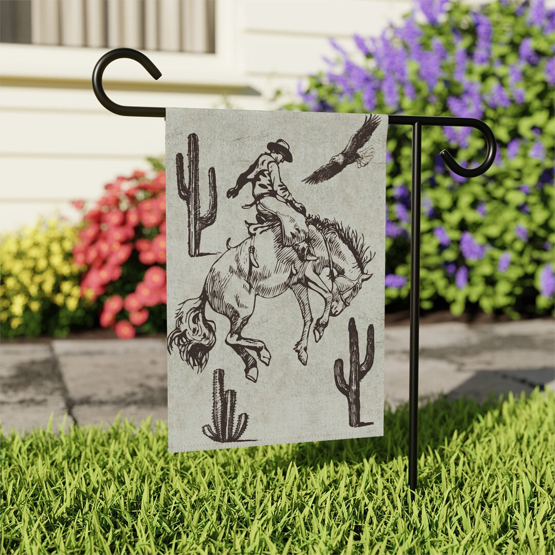 Southwestern Garden and House Banner, Cowboy Garden Flag, Ranch Outdoor ...