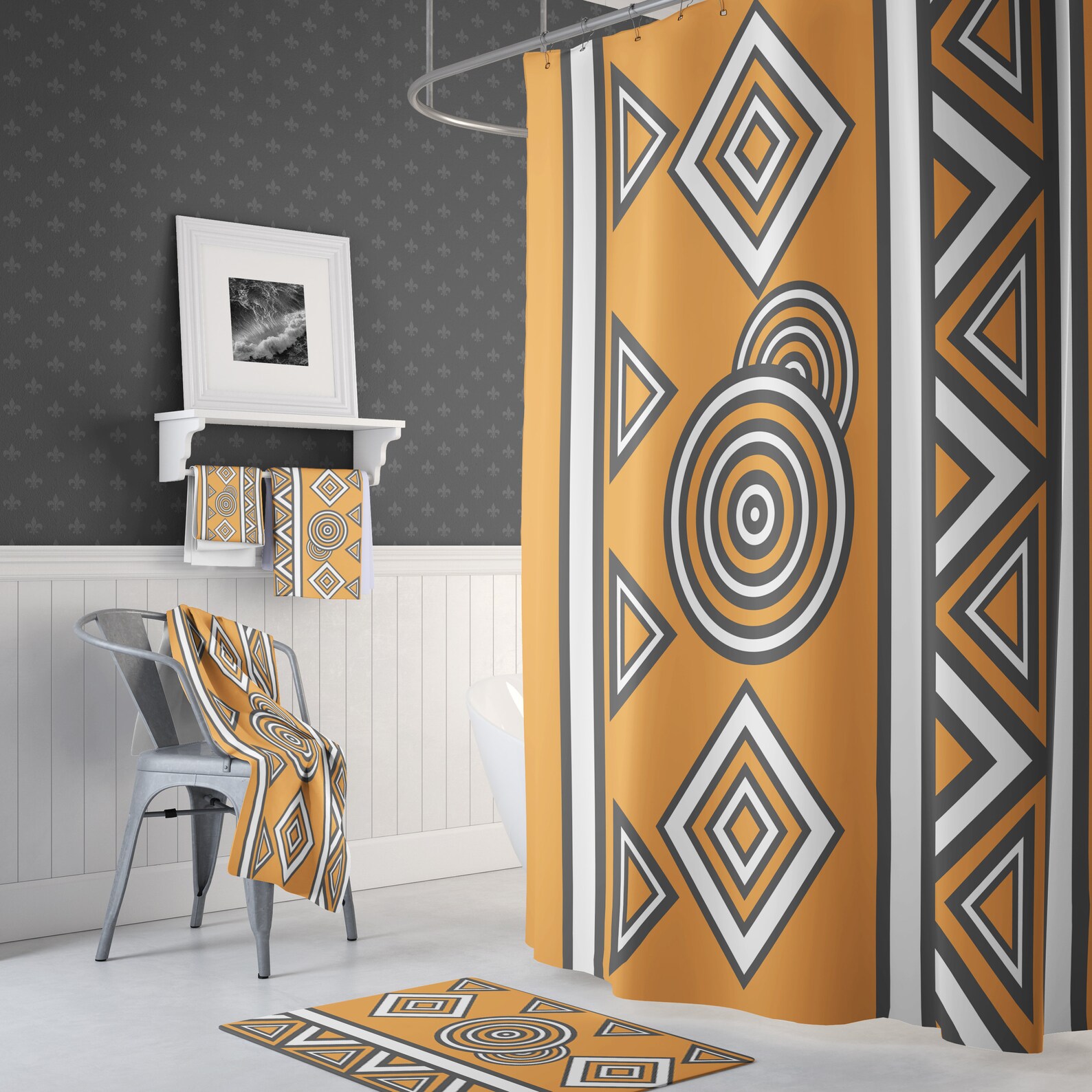 Bath Mat With African Patterns Ethnic Bath Rug Geometric | Etsy