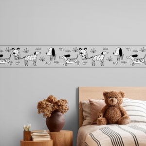 Dog Wallpaper Border Peel and Stick, Nursery Wall Decor, Funny Pet ...