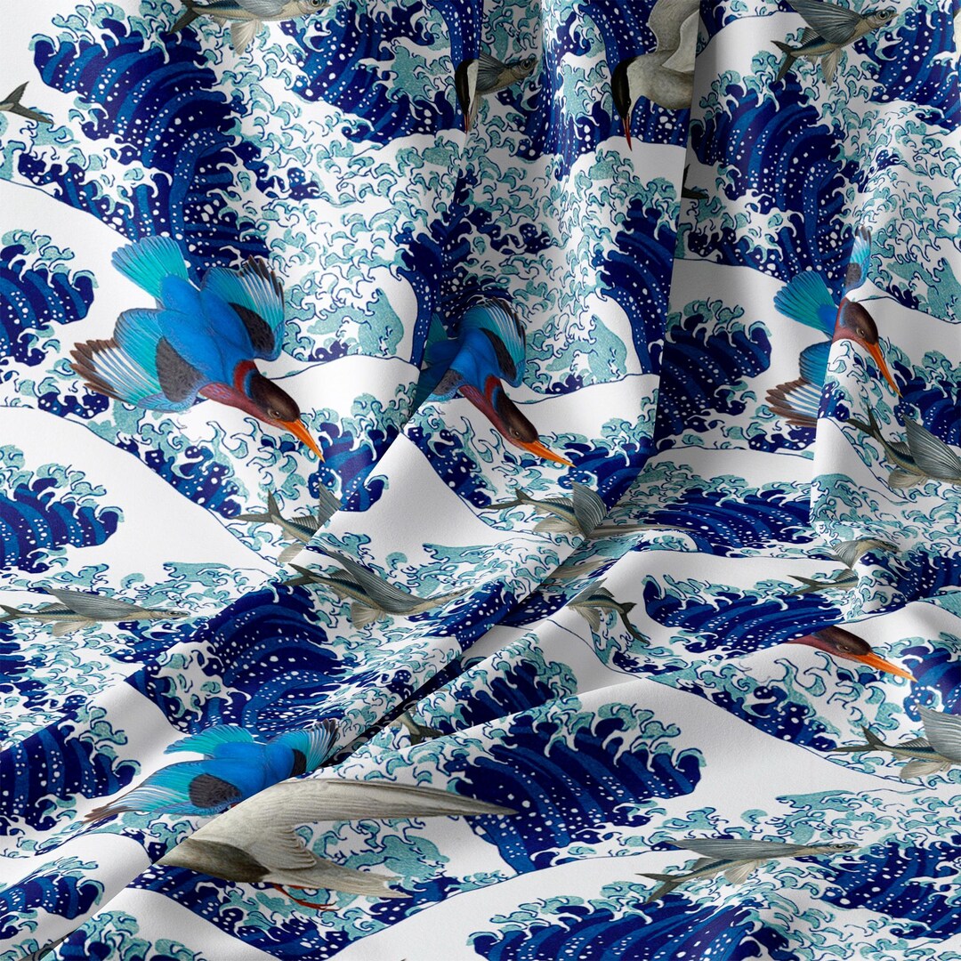 Blue Wave Japanese Fabric, Combed Cotton Pima for Quilting, Apparel ...