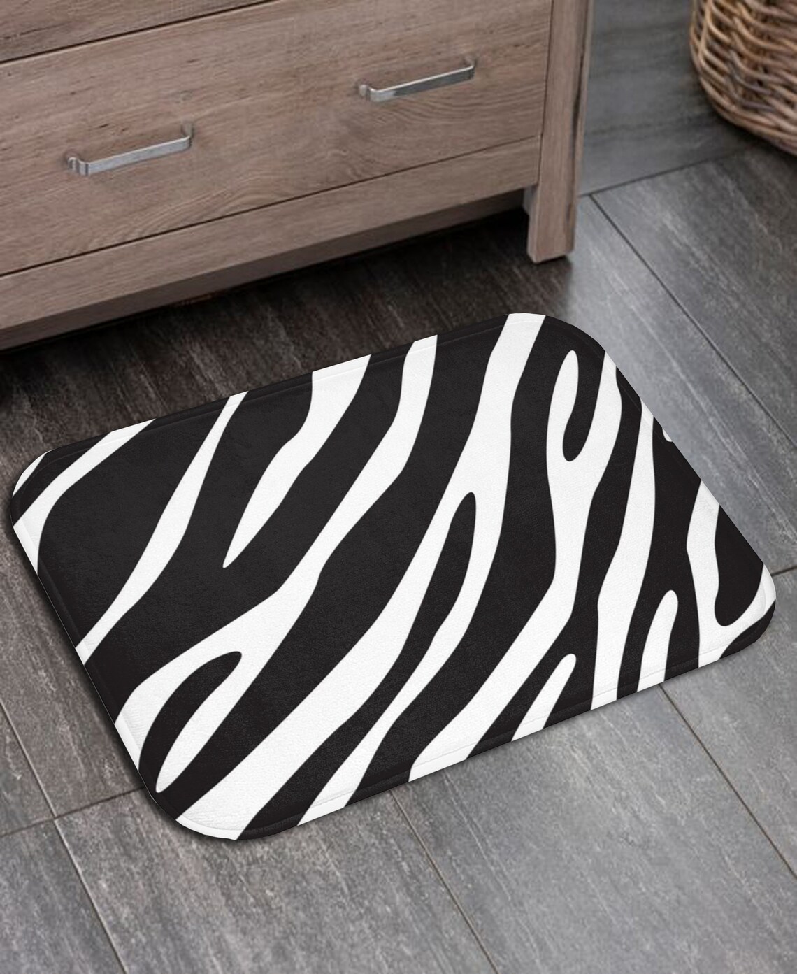 Black and White Bath Mat Bath Rug With Zebra Print - Etsy